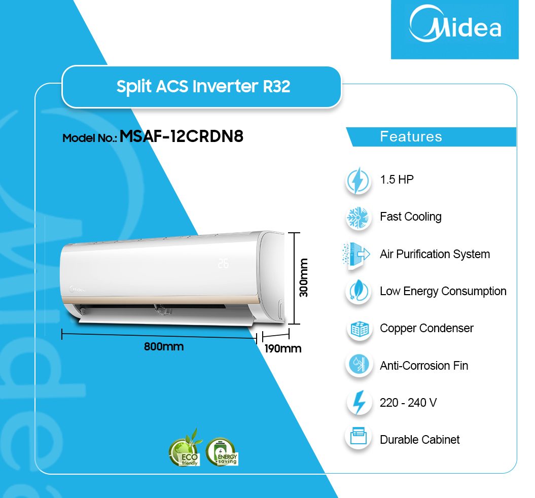MIDEA 1.5HP R32 Inverter Wall Mounted Air Conditioner - Emms Gift