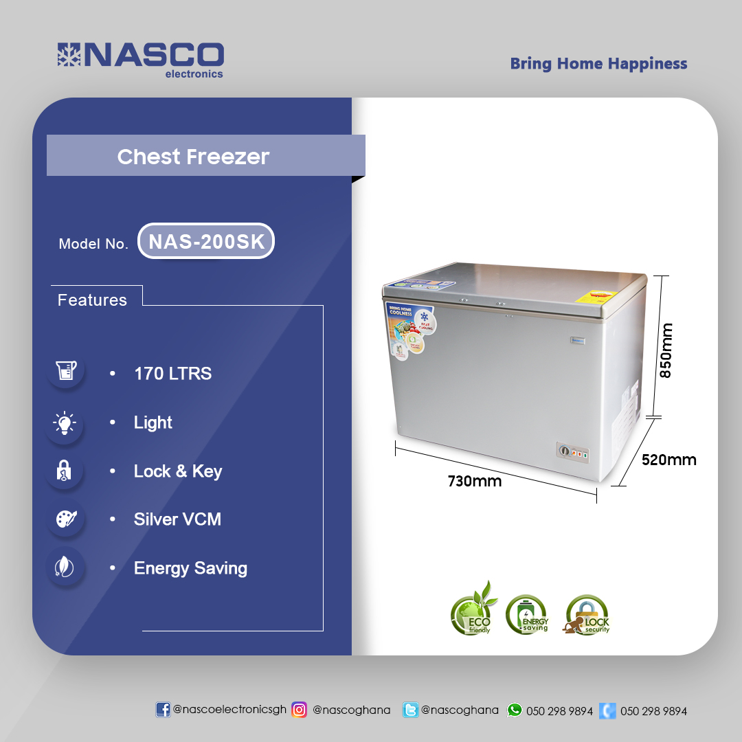 NASCO 142LTR CHEST FREEZER -NAS-200SK - Emms Gift