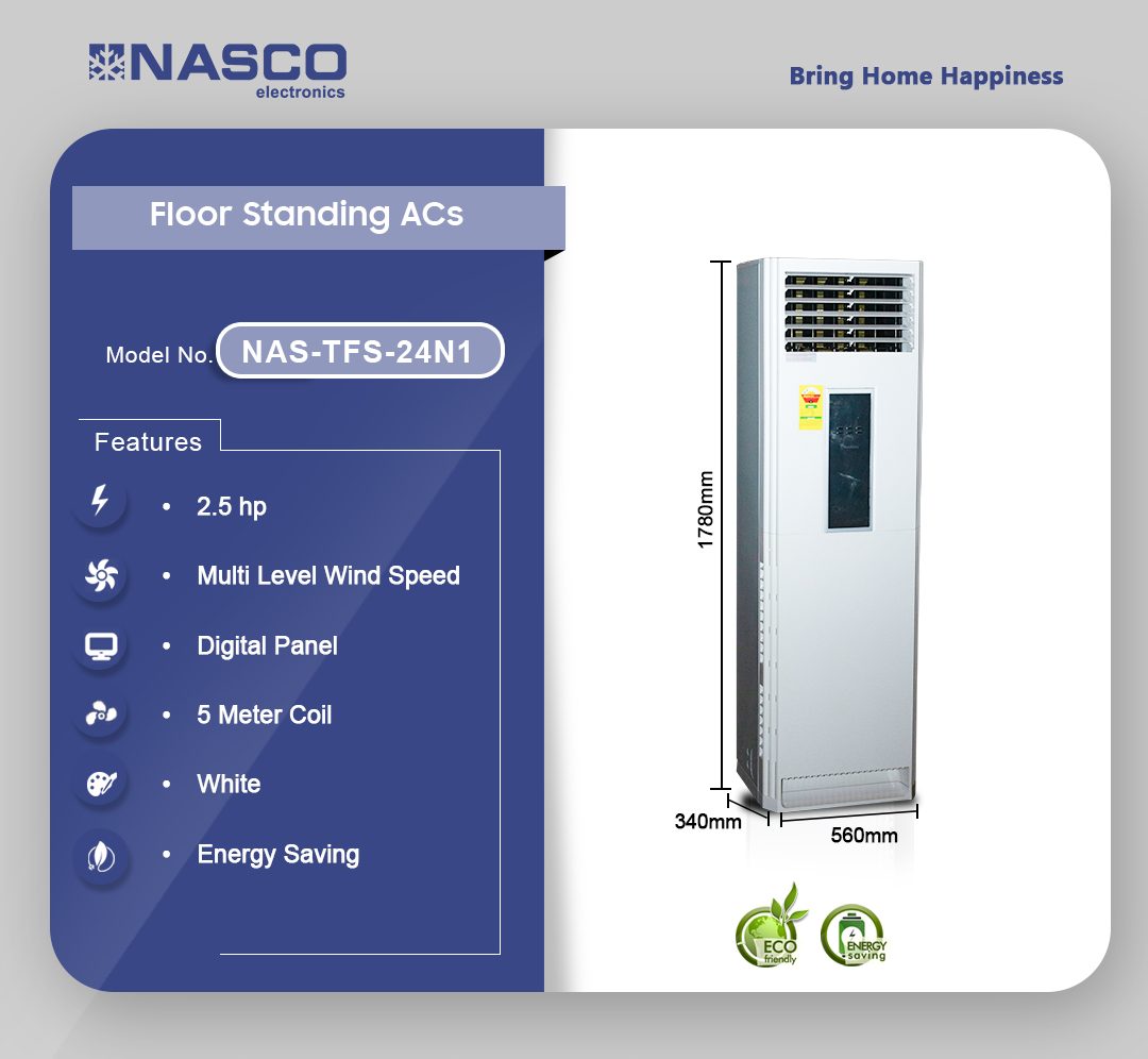 NASCO 2.5HP FLOOR STANDING AC 24000 BTU/H NAS-TFS-24N1 - Emms Gift
