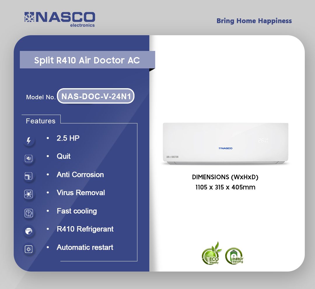 NASCO SPLIT AIR DOCTOR R410 2.5HP AC NAS-DOC,V-24N1 - Emms Gift