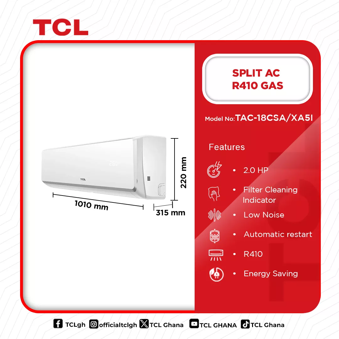 TCL-SPLIT-AC-R410-2.0HP-TAC-18CSA/XA51 - Emms Gift