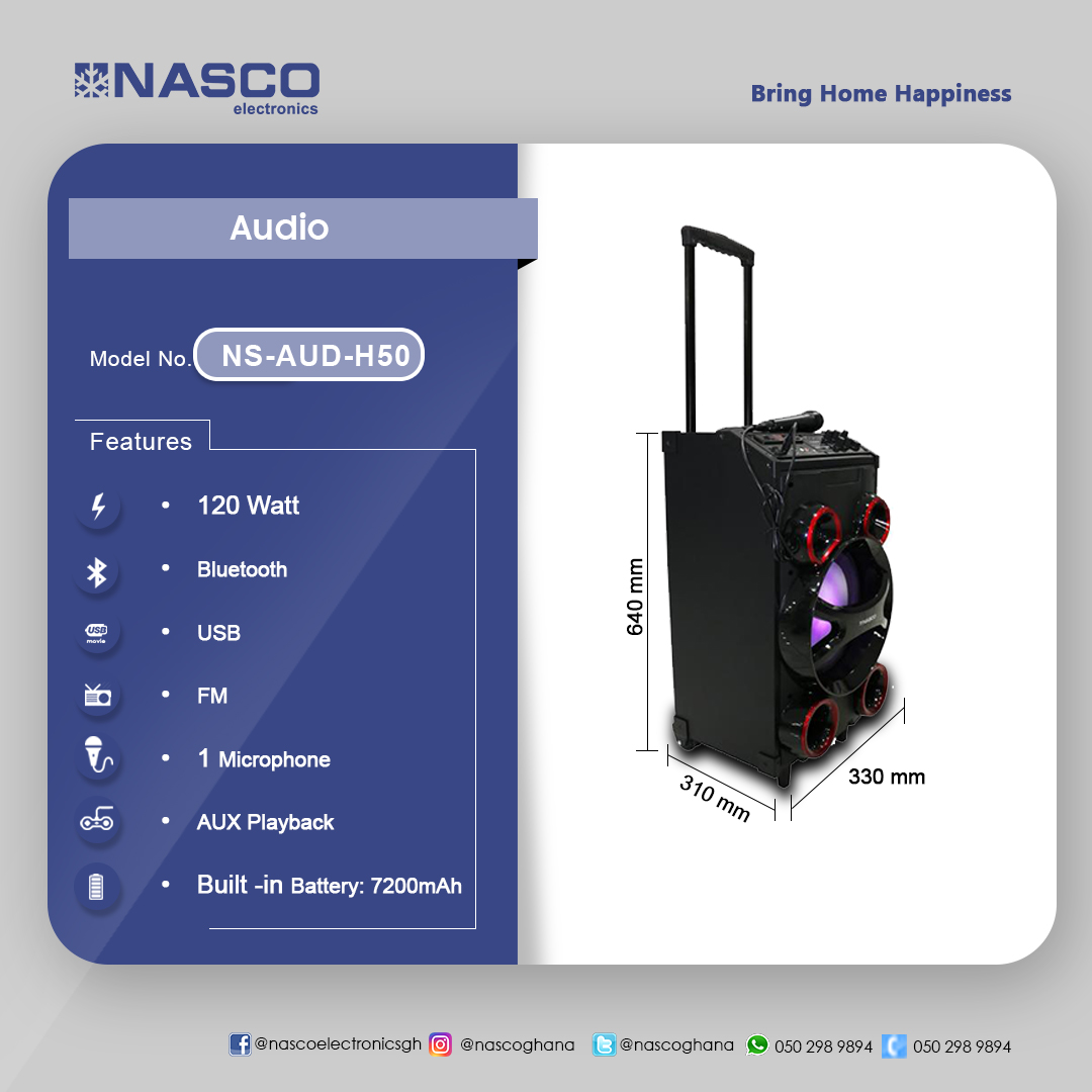 NASCO 130 WATT AUDIO SYSTEM NS-AUD-H50 - Emms Gift